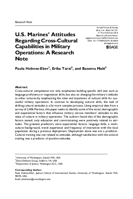 (PDF) U.S. Marines’ Attitudes Regarding Cross-Cultural Capabilities in ...