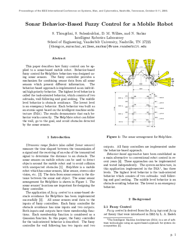 (PDF) Sonar behavior-based fuzzy control for a mobile robot | Surachai Suksakulchai - Academia.edu