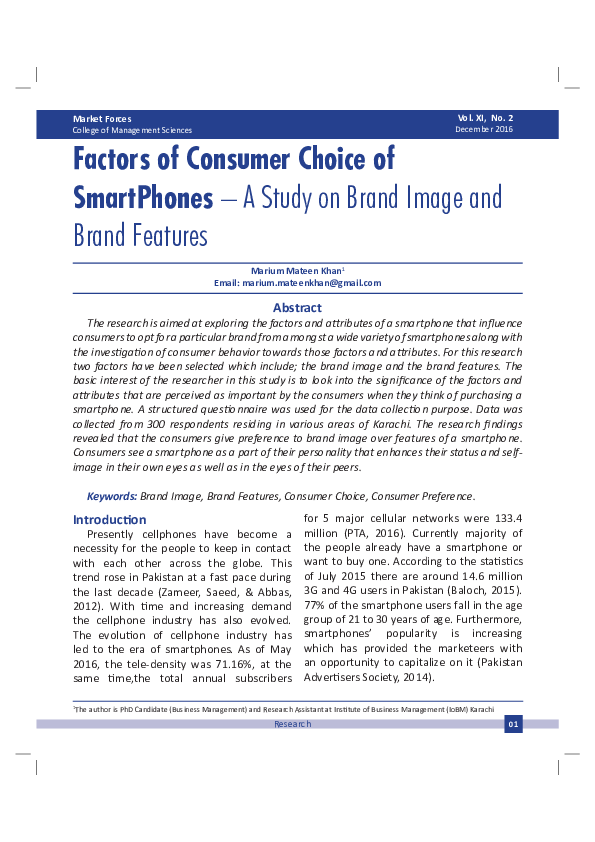 (PDF) Factors of Consumer Choice of SmartPhones – A Study on Brand ...