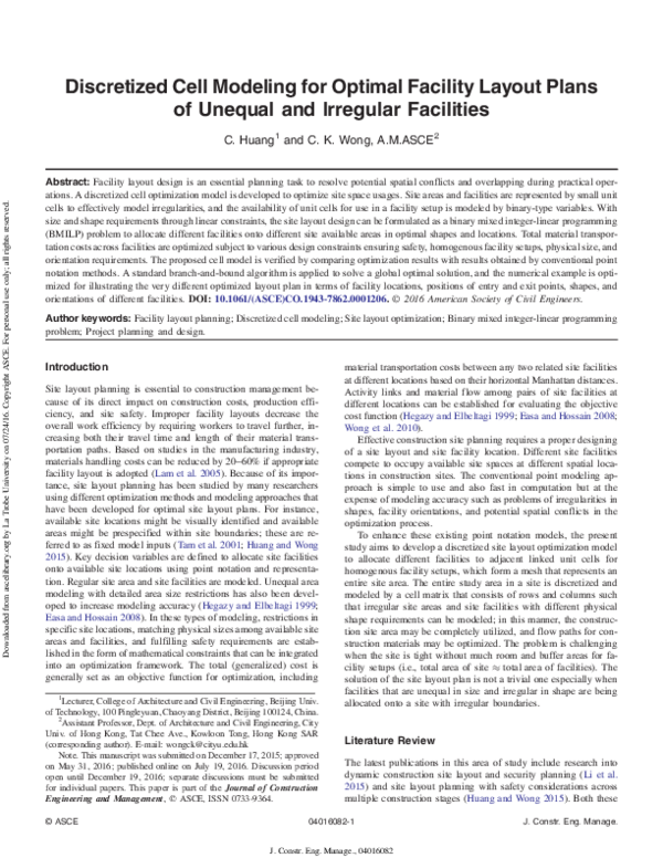 (PDF) Discretized Cell Modeling for Optimal Facility Layout Plans of Unequal and Irregular ...