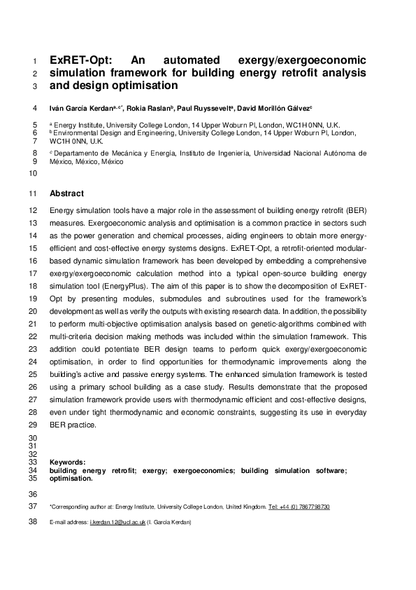 (PDF) ExRET-Opt: An automated exergy/exergoeconomic simulation framework for building energy ...