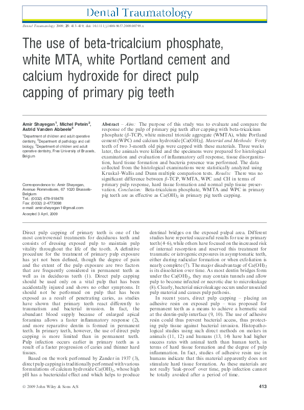 (PDF) The use of beta-tricalcium phosphate, white MTA, white Portland ...
