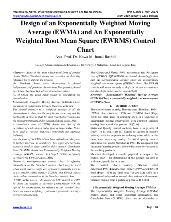 (PDF) Design of an Exponentially Weighted Moving Average (EWMA) and An Exponentially Weighted ...