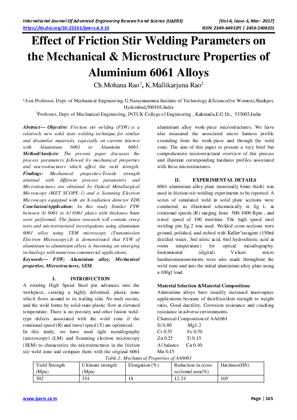 (PDF) Study the Mechanical Properties and Numerical Evaluation of Friction Stir Processing (FSP ...
