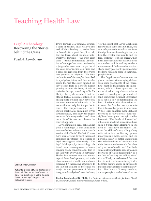 (PDF) Teaching Health Law