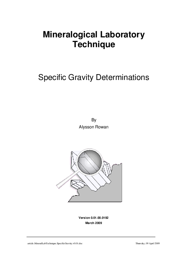 (PDF) Mineralogical Laboratory Technique: Specific Gravity ...