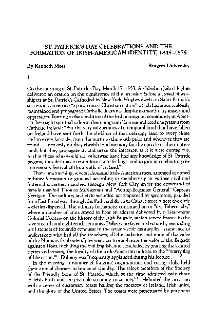 (PDF) St. Patrick's Day Celebrations and the Formation of Irish ...