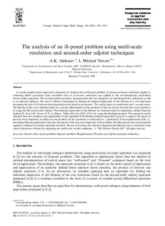 (PDF) The analysis of an ill-posed problem using multi-scale resolution and second-order adjoint ...