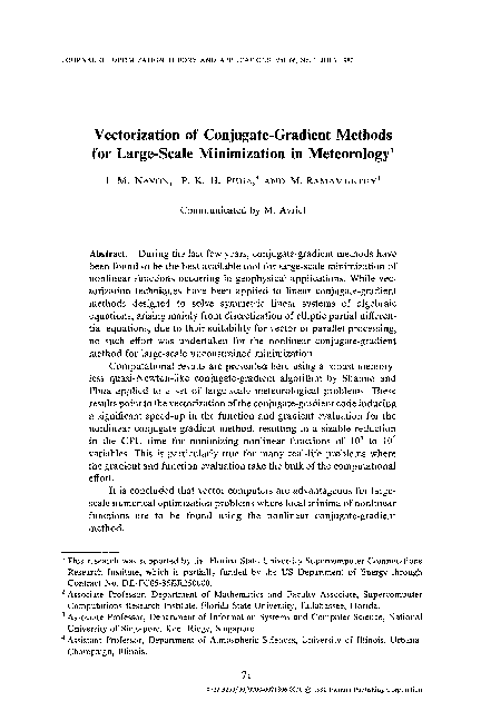 (PDF) Vectorization of conjugate-gradient methods for large-scale minimization in meteorology ...