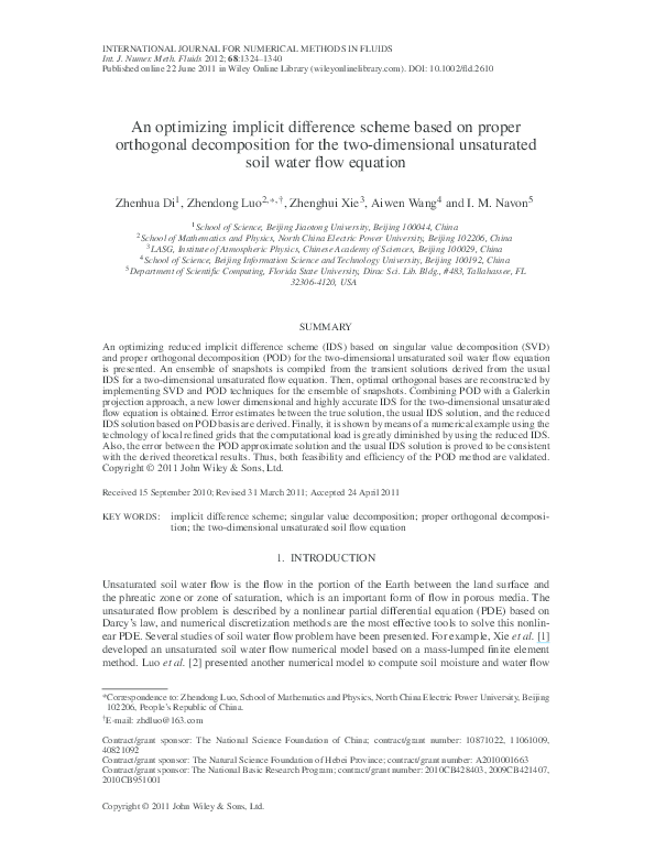 Pdf An Optimizing Implicit Difference Scheme Based On Proper Orthogonal Decomposition For The