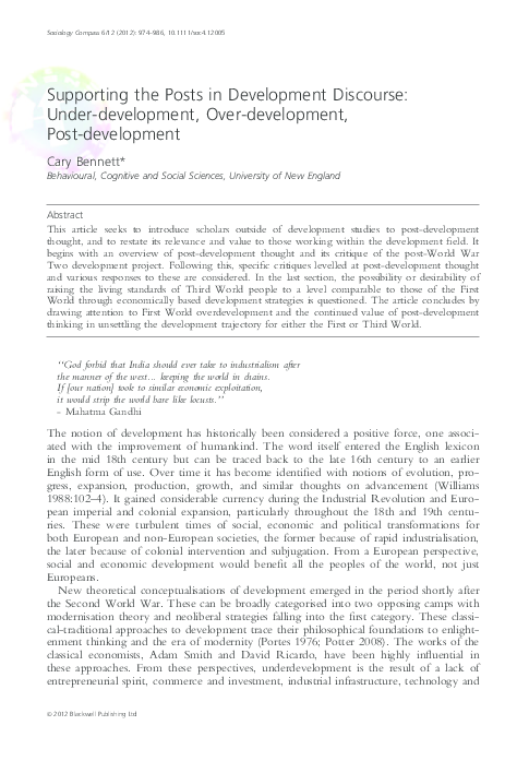 (PDF) Supporting the Posts in Development Discourse: Under-development ...