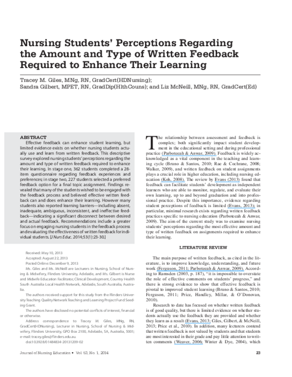 (PDF) Nursing Students' Perceptions Regarding the Amount and Type of ...