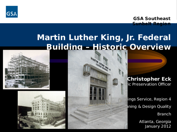 (PPT) Martin Luther King, Jr. Federal Building - Historic Overview