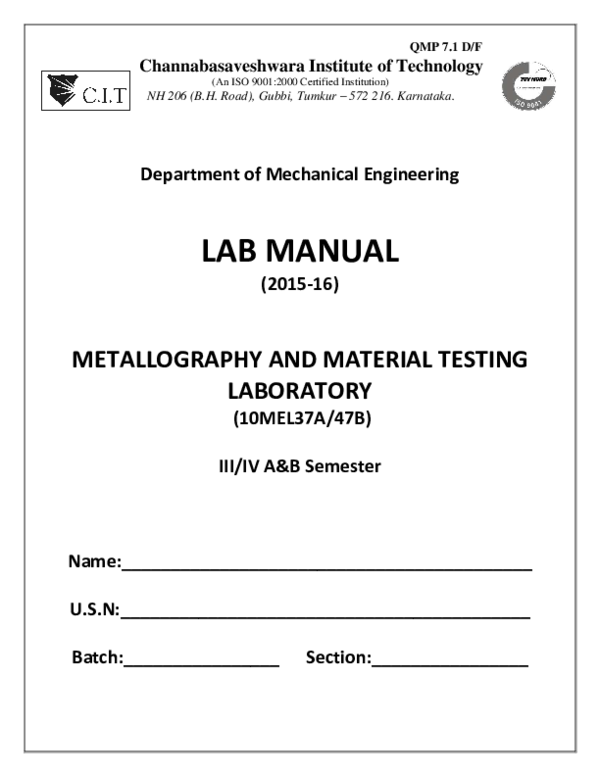 (PDF) Channabasaveshwara Institute of Technology Department of ...