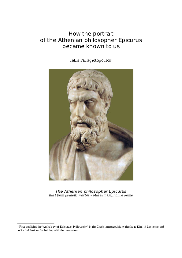 (PDF) How the portrait of the Athenian philosopher Epicurus became ...