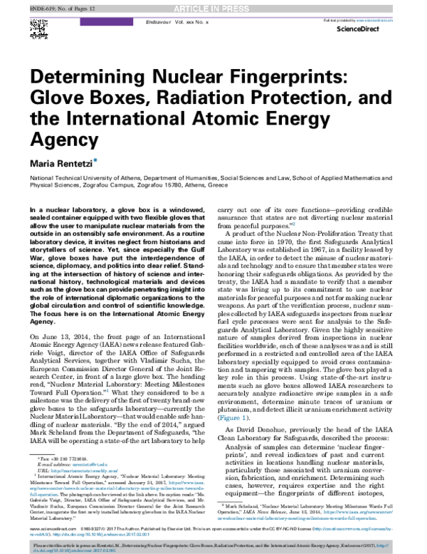 (PDF) Determining Nuclear Fingerprints: Glove Boxes, Radiation ...