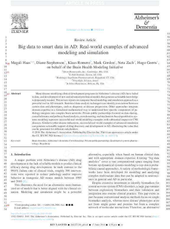 (PDF) Big data to smart data in AD: Real-world examples of advanced ...