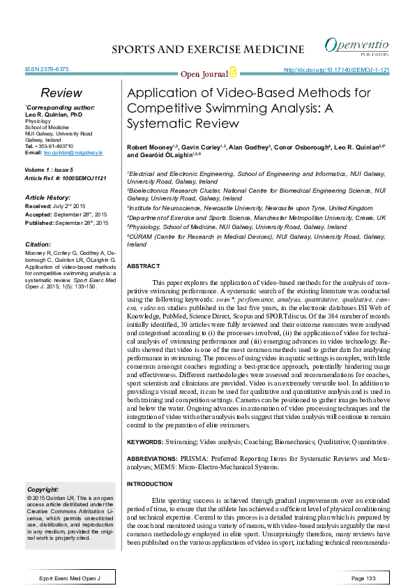 (PDF) Application of Video-Based Methods for Competitive Swimming ...