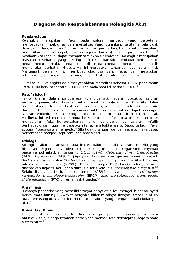 (DOC) Diagnosa dan Penatalaksanaan Kolangitis Akut