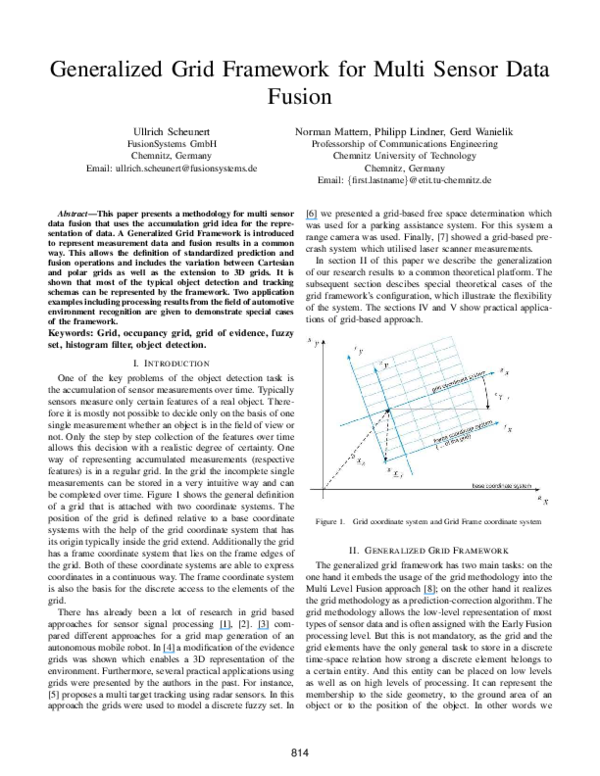 Pdf Generalized Grid Framework For Multi Sensor Data Fusion