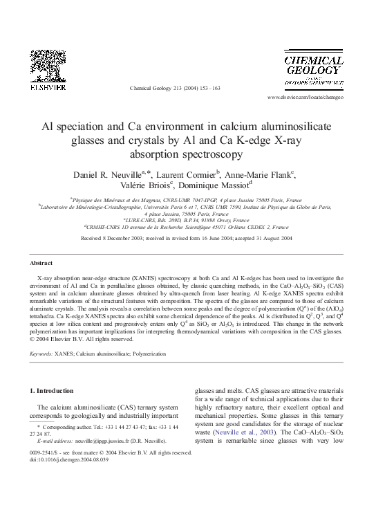 (PDF) Al speciation and Ca environment in calcium aluminosilicate ...