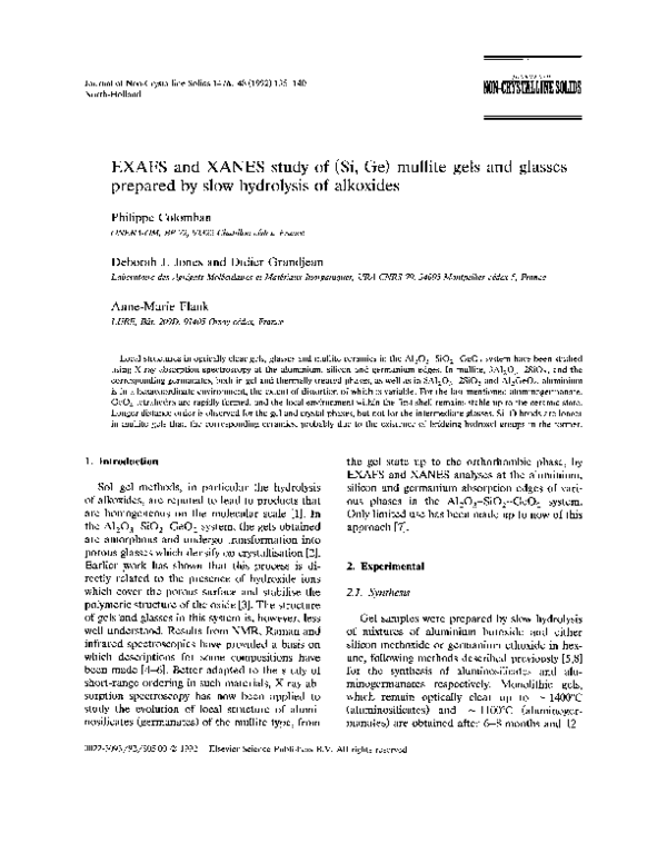 (PDF) EXAFS and XANES study of (Si, Ge) mullite gels and glasses ...