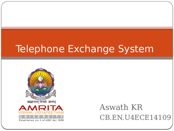(PPT) Telephone Exchange System