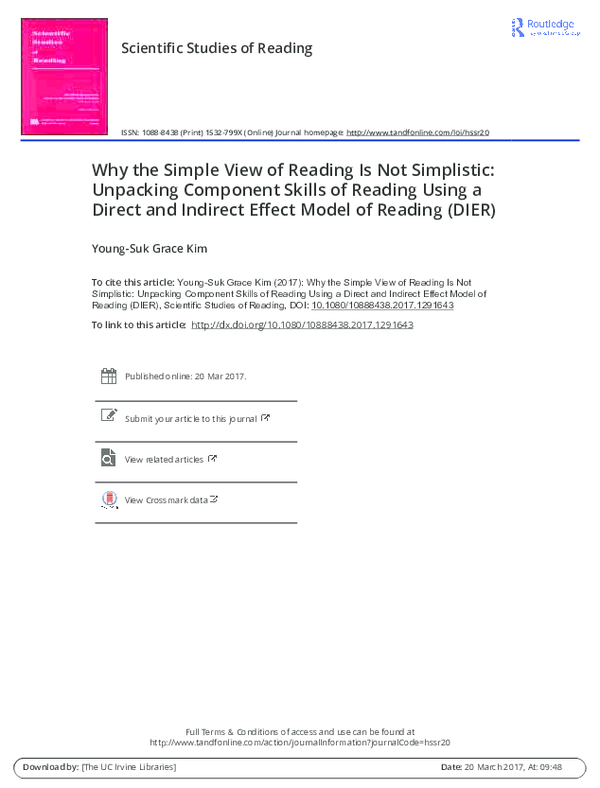 (PDF) Why the Simple View of Reading Is Not Simplistic: Unpacking ...