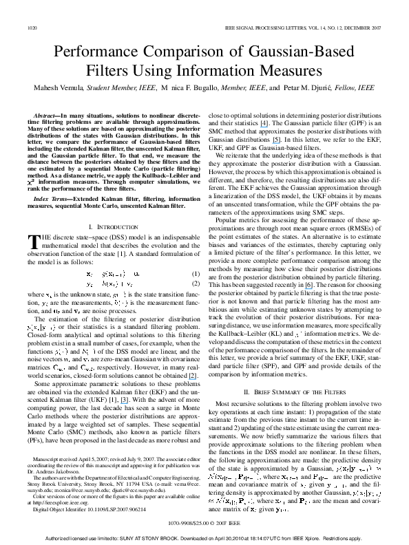 (PDF) Performance Comparison of Gaussian-Based Filters Using ... (PDF) Performance Comparison of Gaussian-Based Filters Using ...
