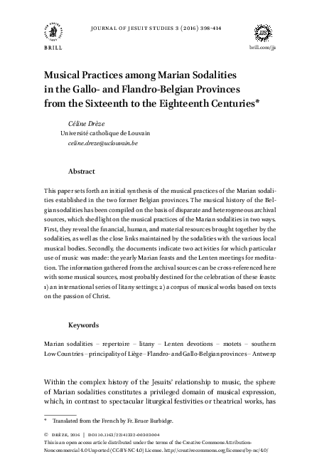 (PDF) "Musical Practices among Marian Sodalities in the Gallo- and ...