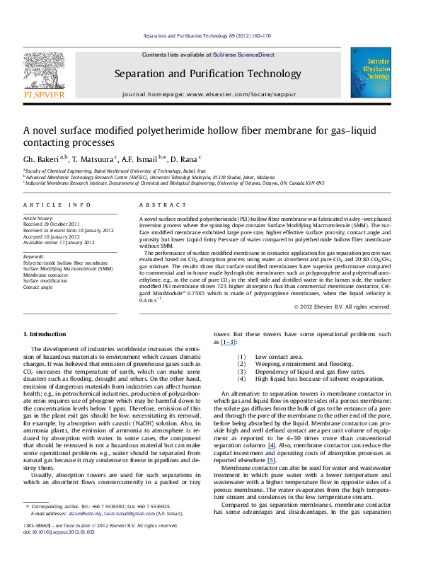 (PDF) A novel surface modified polyetherimide hollow fiber membrane for gas–liquid contacting ...