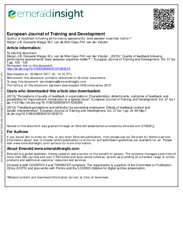 (PDF) European Journal of Training and Development