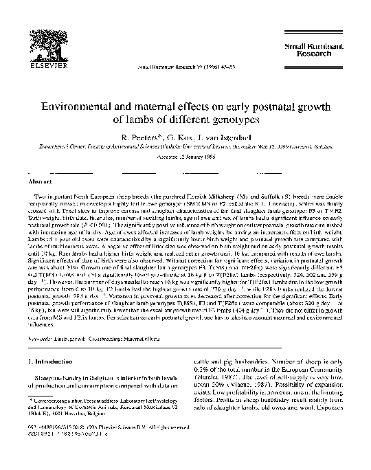 (PDF) Environmental and maternal effects on early postnatal growth of ... (PDF) Environmental and maternal effects on early postnatal growth of ...