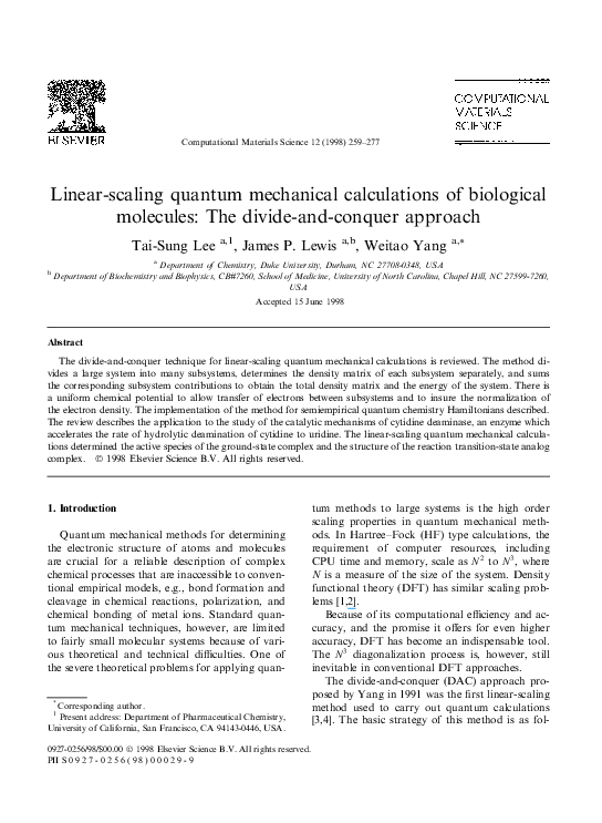 (PDF) Linear-scaling quantum mechanical calculations of biological molecules: The divide-and ...