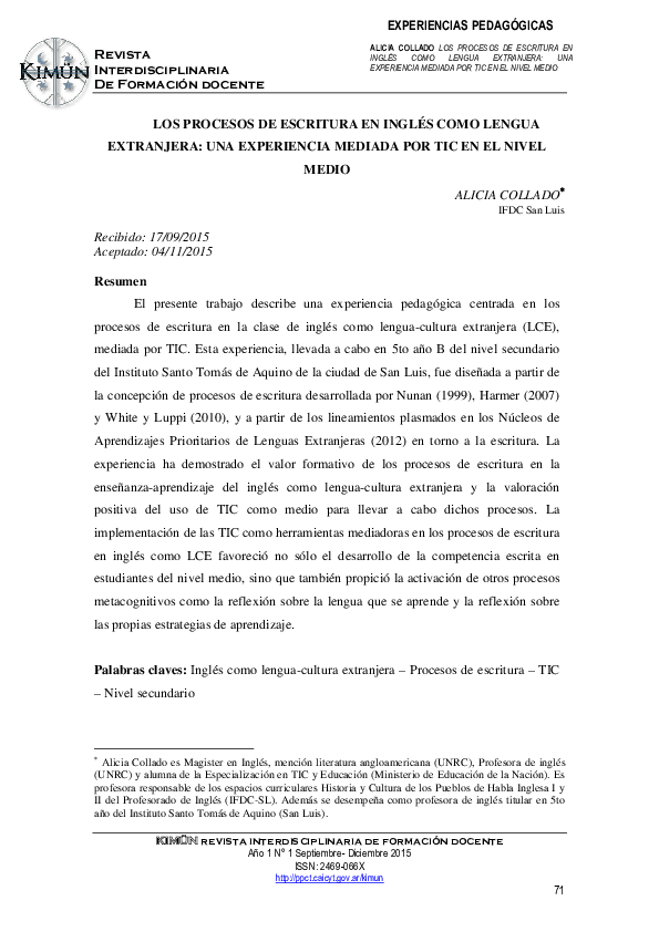 (PDF) Revista Interdisciplinaria De Formación docente LOS PROCESOS DE ...