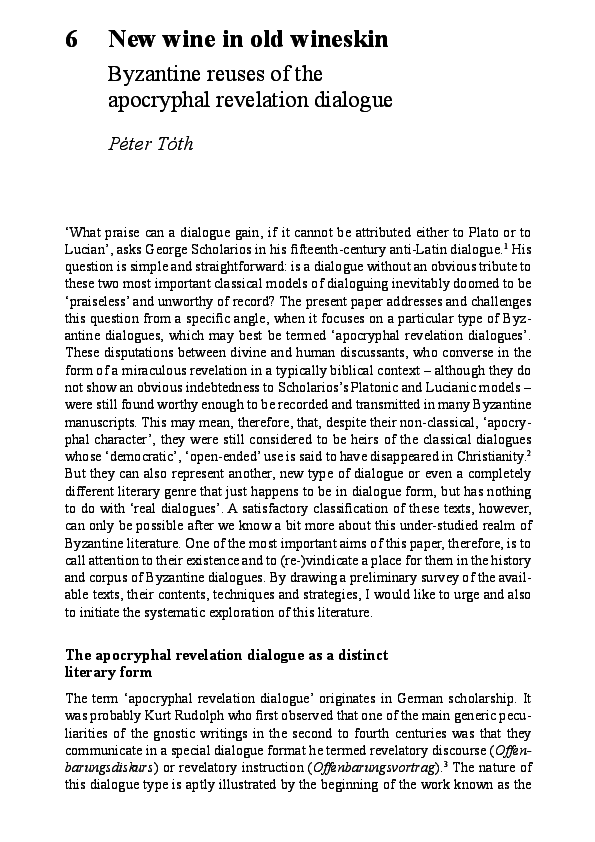 (PDF) New Wine in Old Wineskin: Byzantine Reuses of the Apocryphal ...