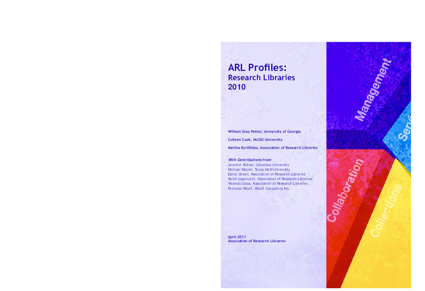 (PDF) ARL Profiles: Research Libraries 2010 | Colleen Cook - Academia.edu