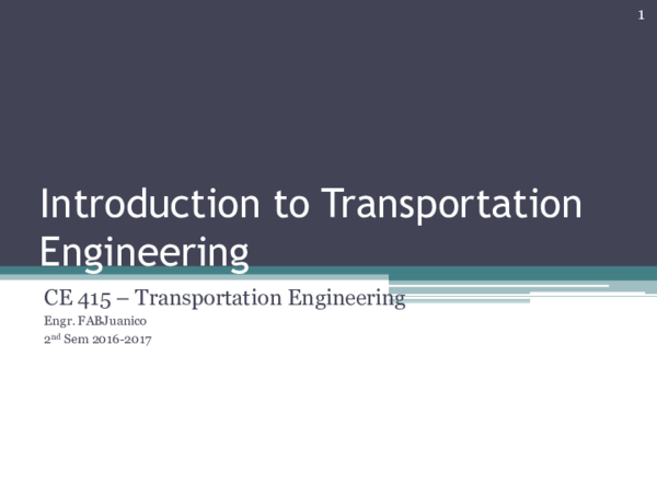 (PDF) Introduction to Transportation Engineering