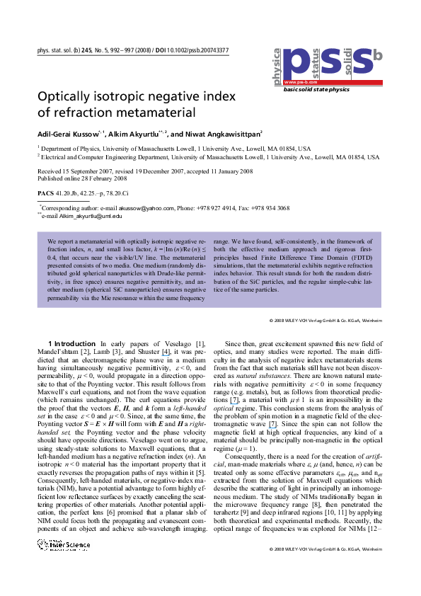 (PDF) Isotropic Negative Index Metamaterial Design