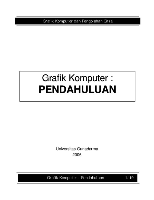 (PDF) Grafik Komputer : PENDAHULUAN