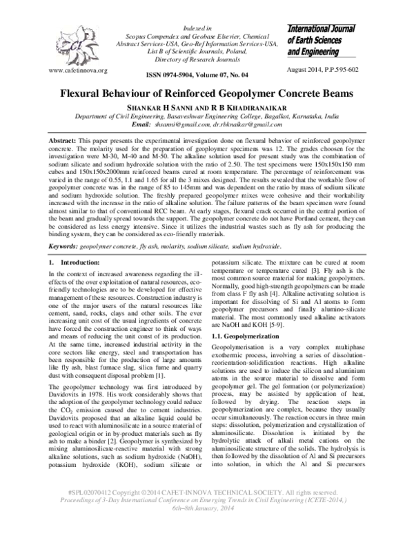 (PDF) Flexural Behaviour of Reinforced Geopolymer Concrete Beams ...