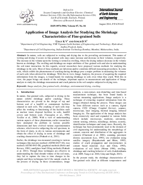 (PDF) Application of Image Analysis for Studying the Shrinkage Characteristics of Fine-grained Soils