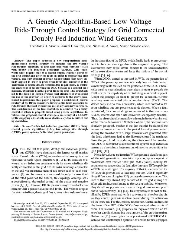 (PDF) A Genetic Algorithm-Based Low Voltage Ride-Through Control Strategy for Grid Connected ...