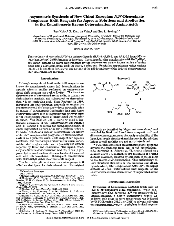 (PDF) Asymmetric Synthesis of New Chiral Europium N,N'-Disuccinate ...