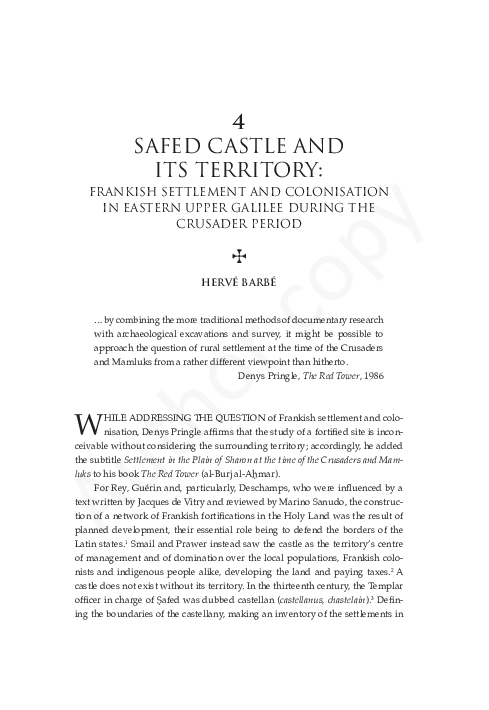(PDF) safed Castle and Its Territory: Frankish Settlement and ...
