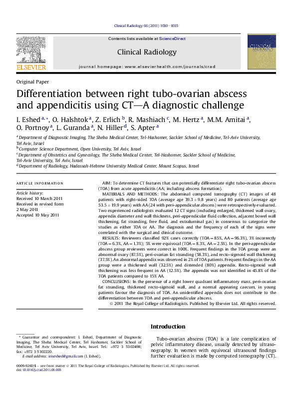 (PDF) The ectopic appendicolith from perforated appendicitis as a cause ...