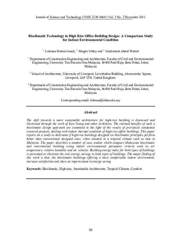 (PDF) Bioclimatic Technology in High Rise Office Building Design: A ...