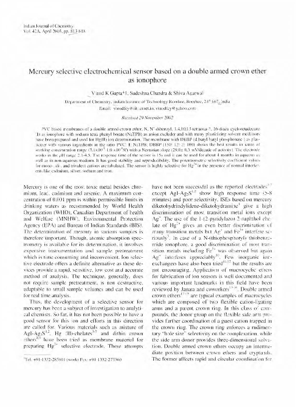 (PDF) Mercury selective electrochemical sensor based on a double armed ...