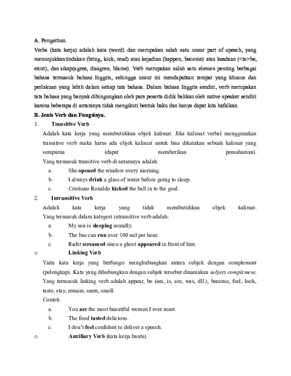 (DOC) Pengertian verb