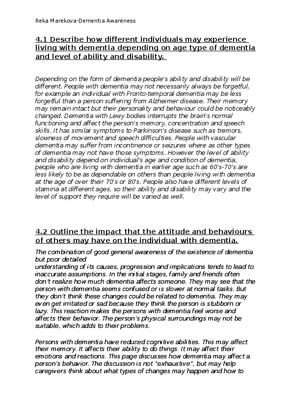 (DOC) 4.1 Describe how different individuals may experience living with ...